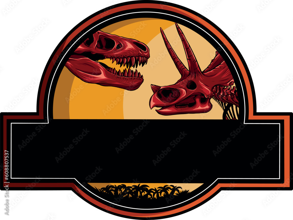Vector Illustration Of Dinosaur Skeleton Logo Of Jurassic Park Stock Vector Adobe Stock