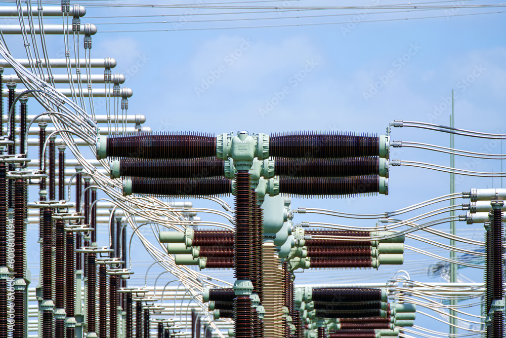 High voltage grid substation electrical energy, substation gas ...