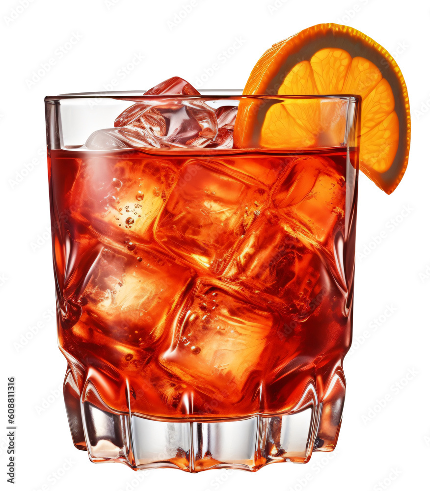 Negroni drink coctail isolated on the transparent background PNG. AI ...