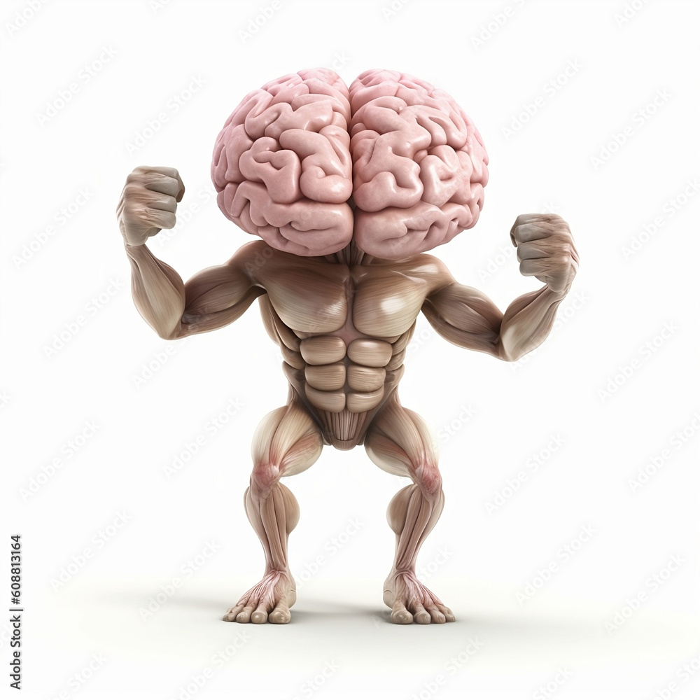 Muscular body with big brain. Combination of physical and intellectual ...