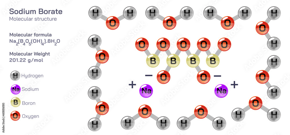 Sodium Borate Molecular Structure Formula Periodic Table Structural Molecular Formula Vector
