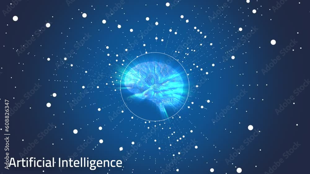 Artificial intelligence digital brain connected to a neural network of ...