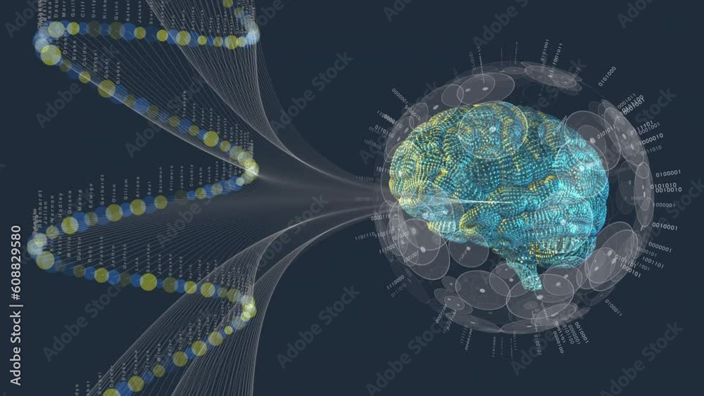 Artificial intelligence digital brain connected to a neural network of ...