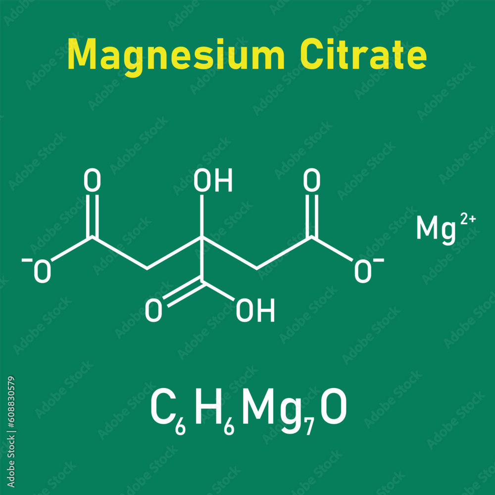 Chemical structure of magnesium citrate (C6H6MgO7). Chemical resources ...