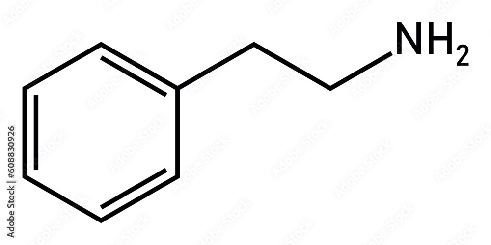 Chemical structure of Phenethylamine (C8H11N). Chemical resources for ...