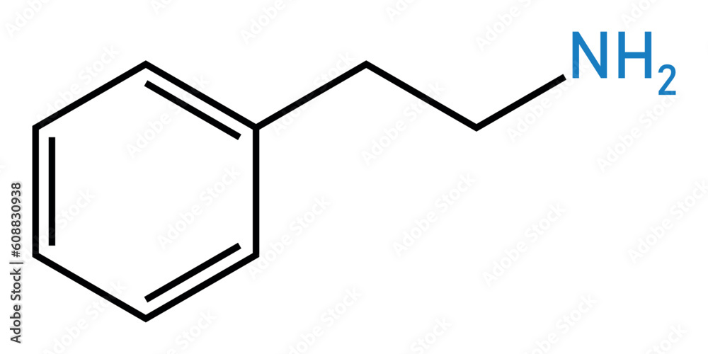 Chemical structure of Phenethylamine (C8H11N). Chemical resources for ...