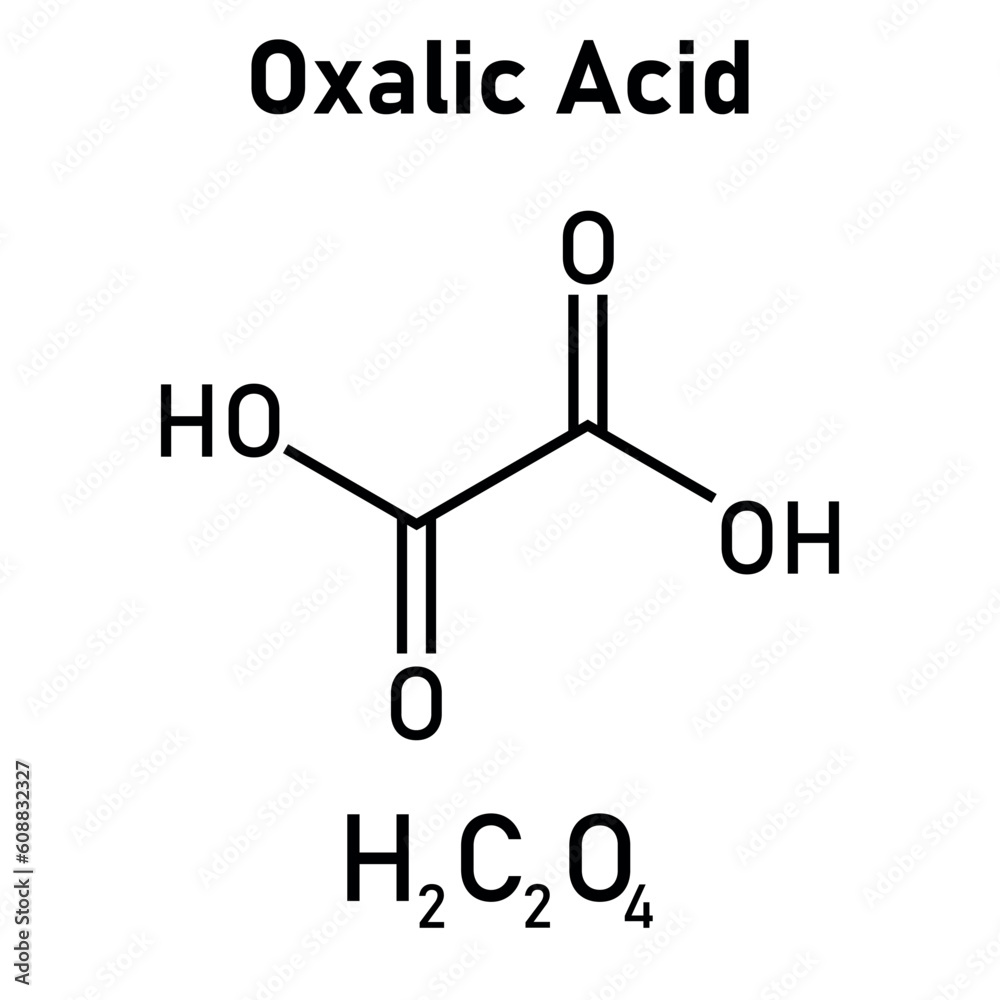 Chemical structure of Oxalic acid (H2C2O4). Chemical resources for ...
