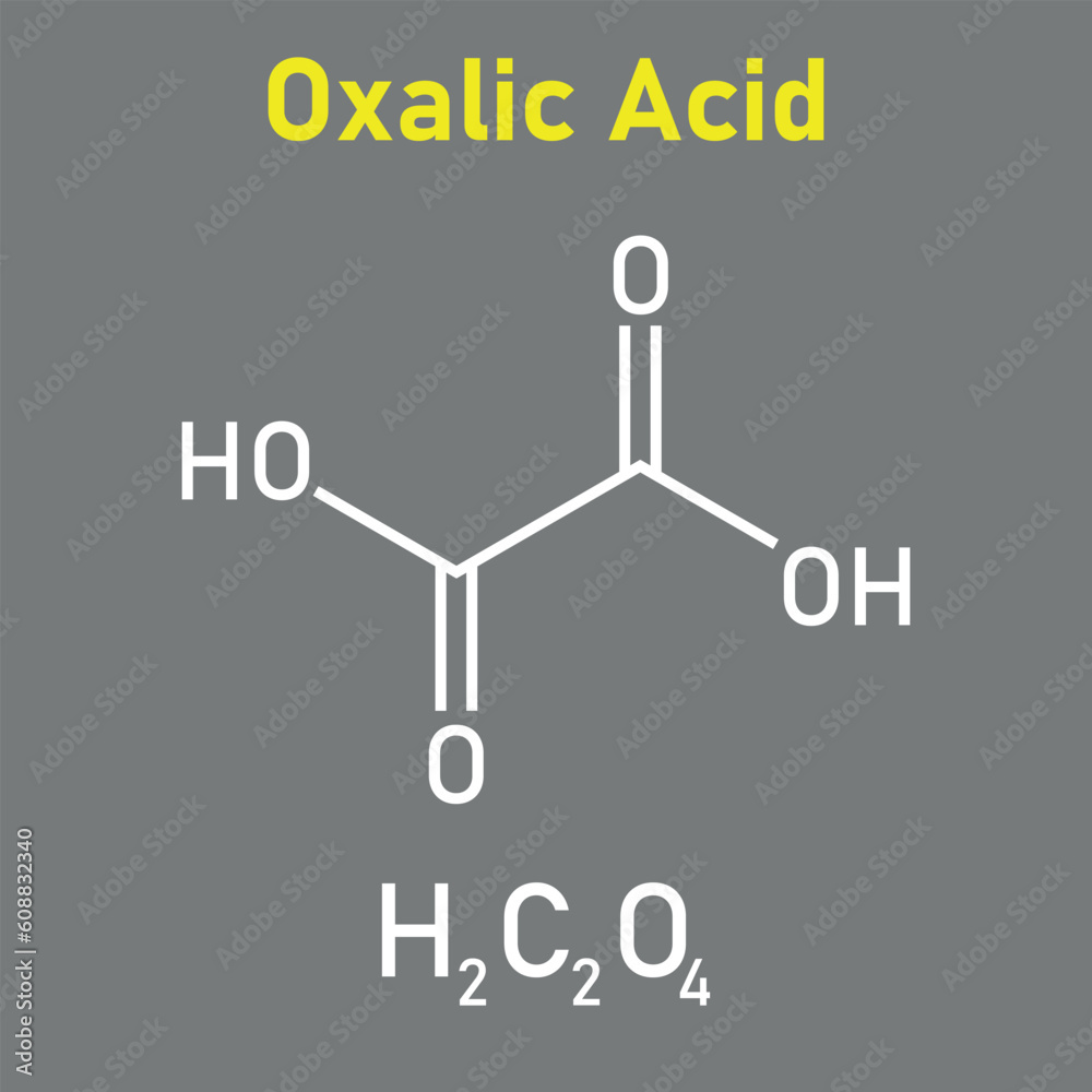 Chemical structure of Oxalic acid (H2C2O4). Chemical resources for ...