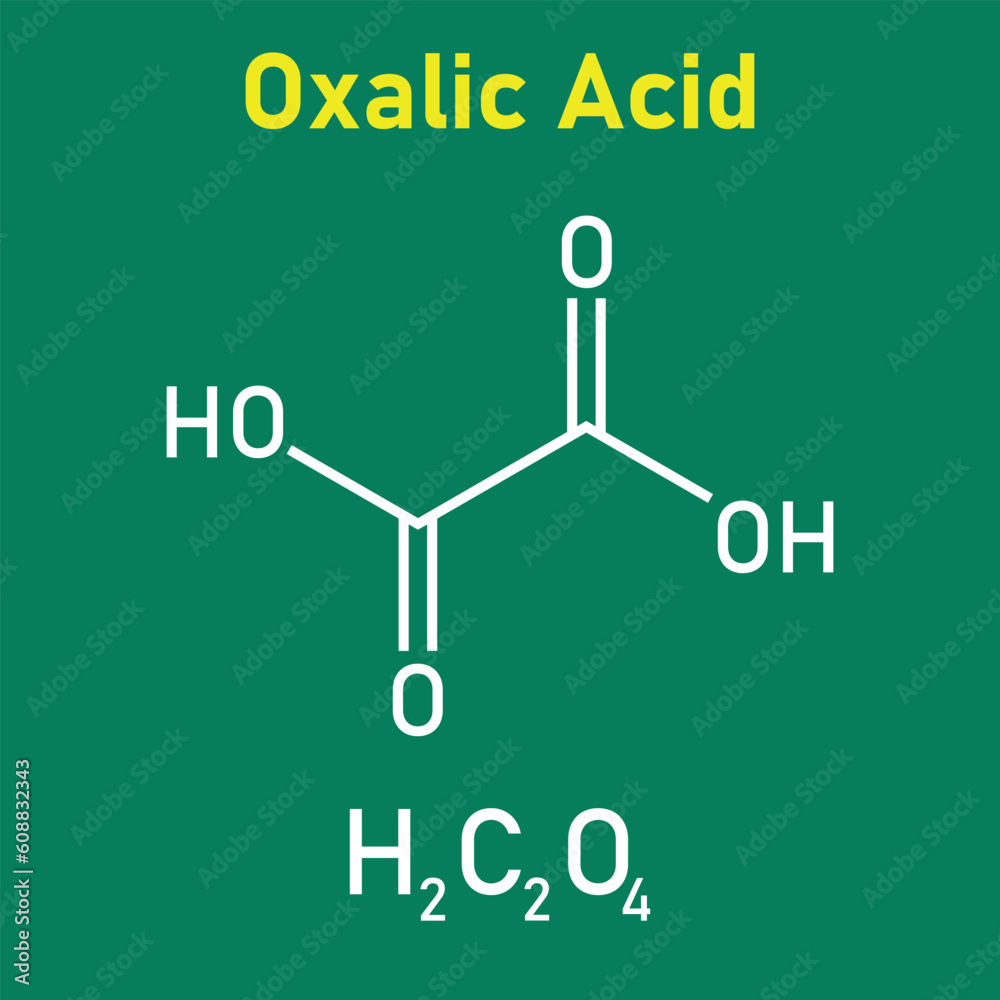 Chemical structure of Oxalic acid (H2C2O4). Chemical resources for ...