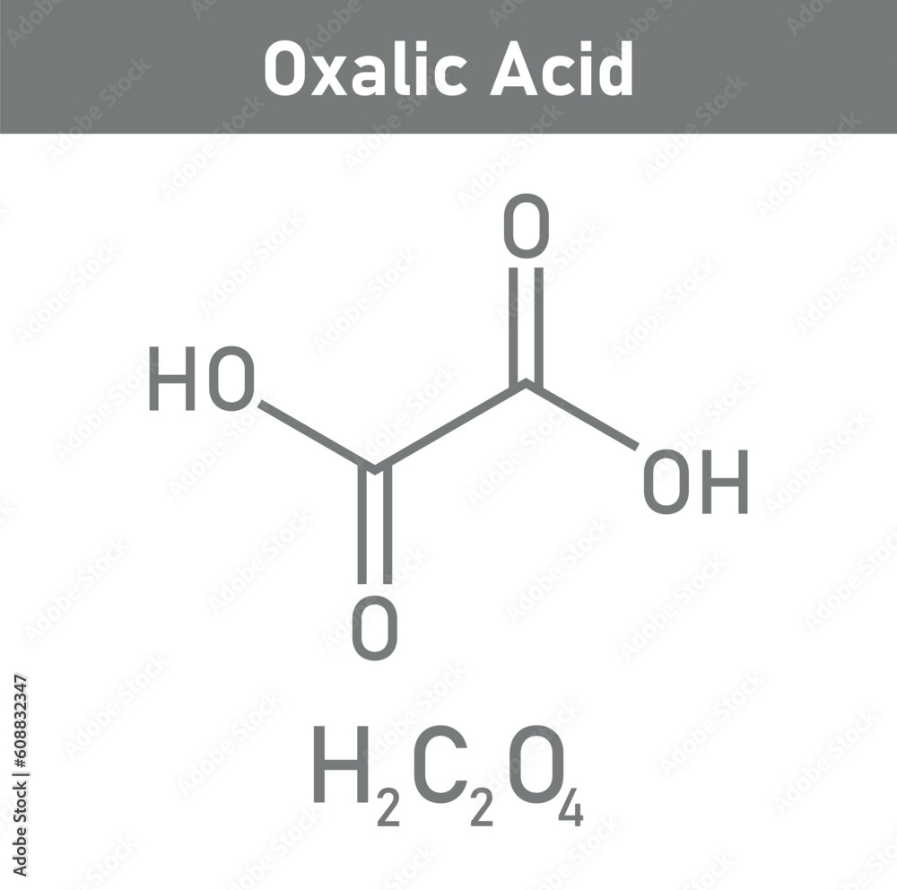 Chemical structure of Oxalic acid (H2C2O4). Chemical resources for ...