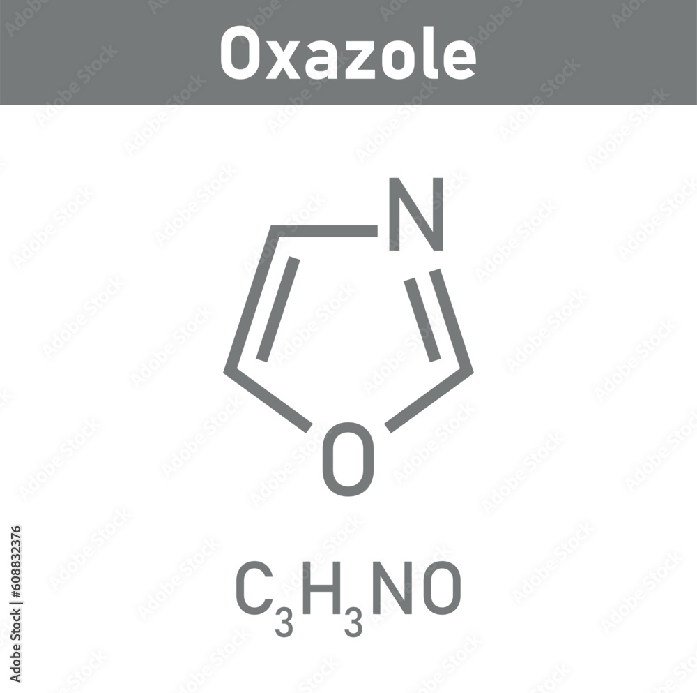 Vecteur Stock Chemical structure of Oxazole (C3H3NO). Chemical ...