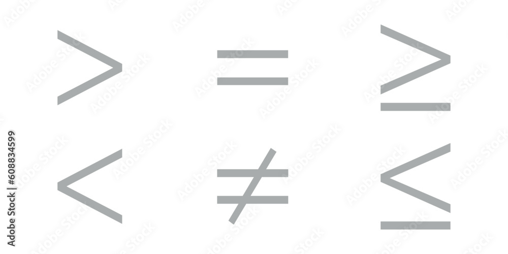 Less than greater than and equal symbol in mathematics. inequality ...