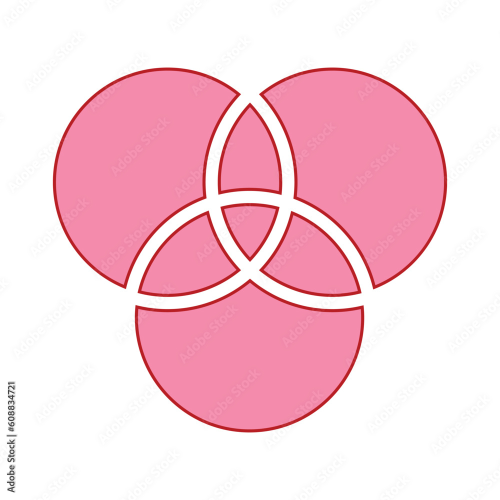 Intersection of three sets circles. Venn diagram of 3 sets. Mathematics ...