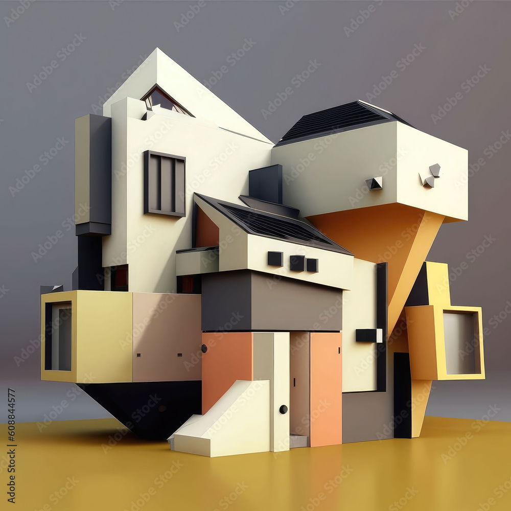 3D model architectural design, AI generated. Stock Illustration | Adobe ...