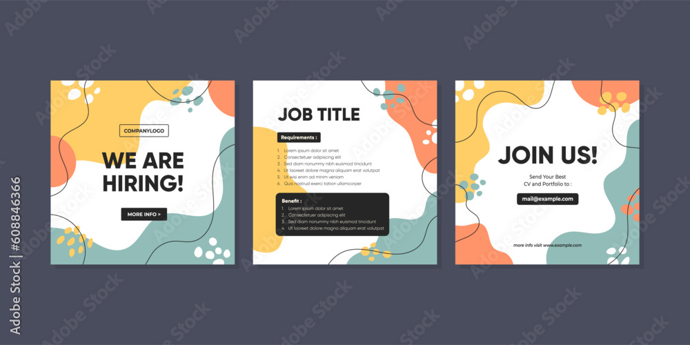 we are hiring social media post advertisement with abstract wavy shape ...