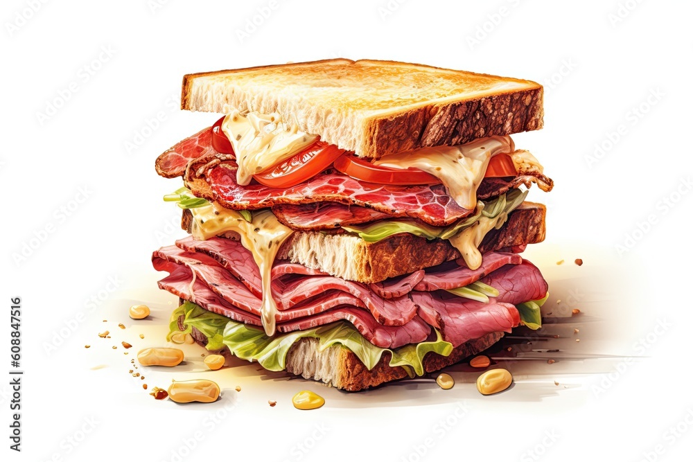 Reuben Sandwich illustration - made with Generative AI tools Stock ...