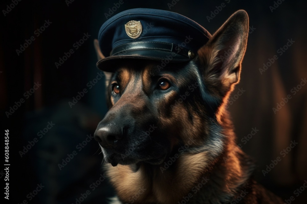 Anthropomorphic dog breed German Shepherd with a headdress. Concept of ...