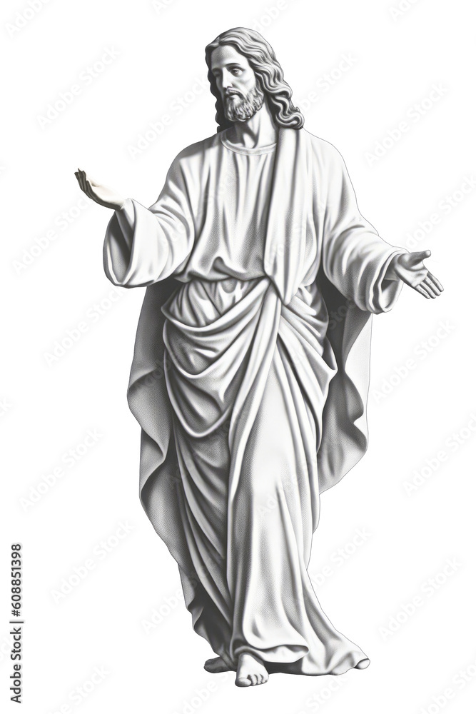 Classic White Jesus Statue on Transparent Background - Isolated Clipart ...