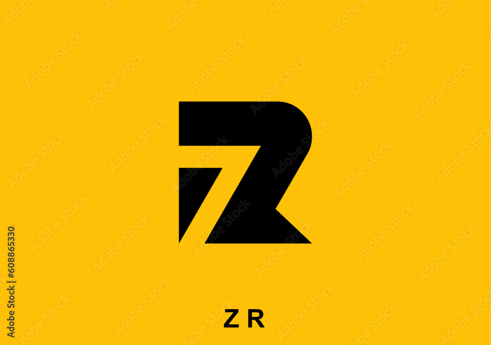 Bold and minimalist logo letter Z R with right arrow symbol neatly ...