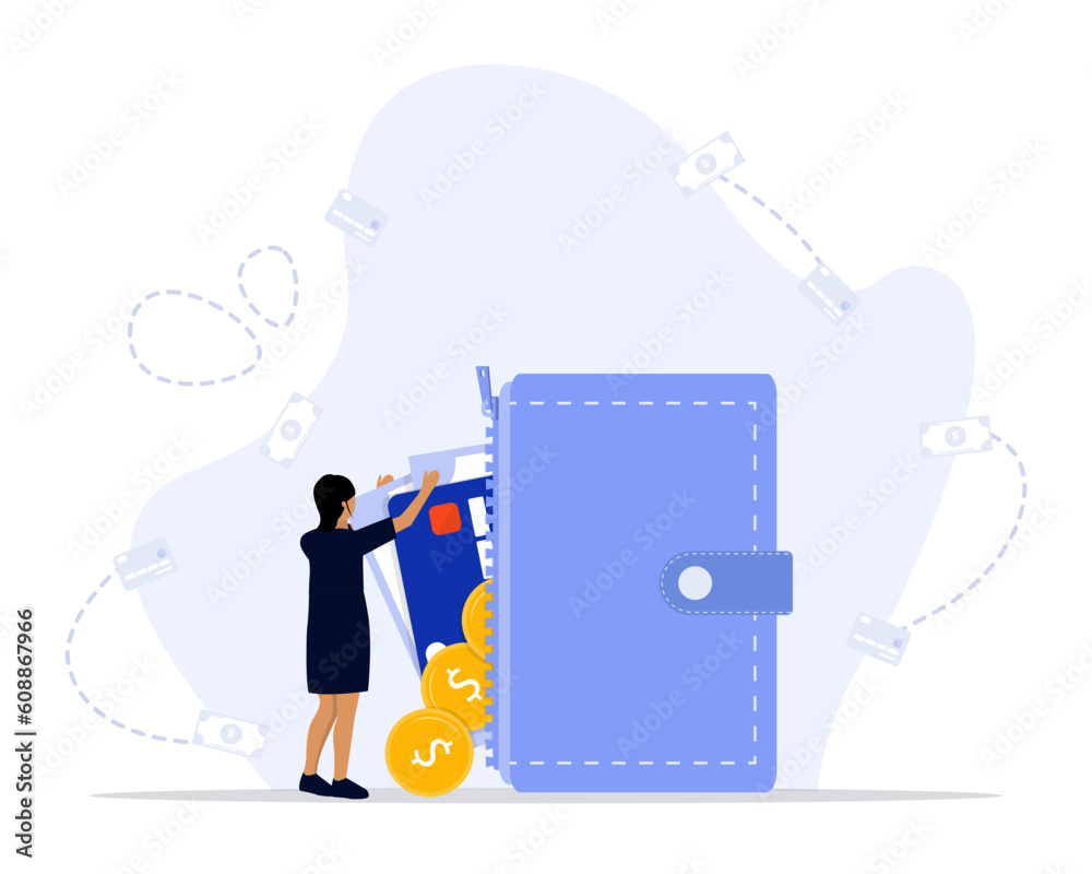 Wallet concept illustration. Suitable for landing page, ui, web, App intro card, editorial ...