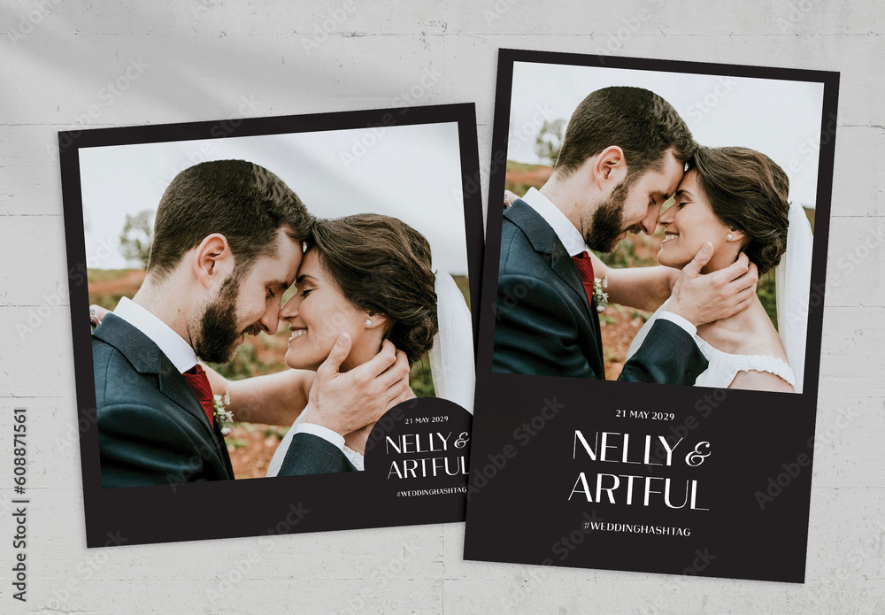 Dark Black Minimal Photo Card Layout Stock Template | Adobe Stock