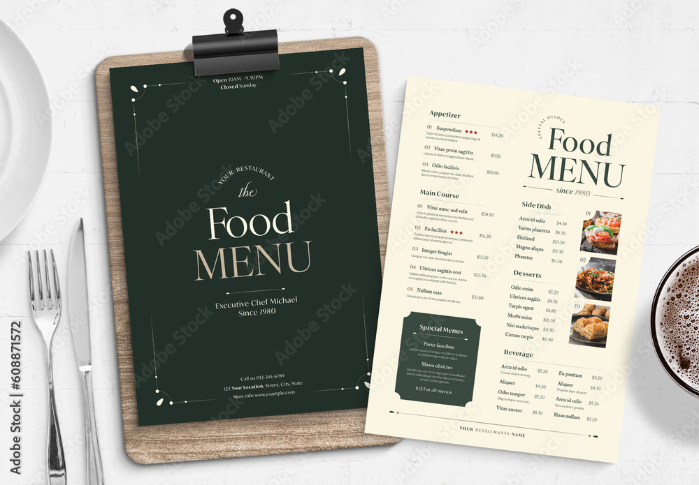 Elegant Menu Layout Stock Template | Adobe Stock