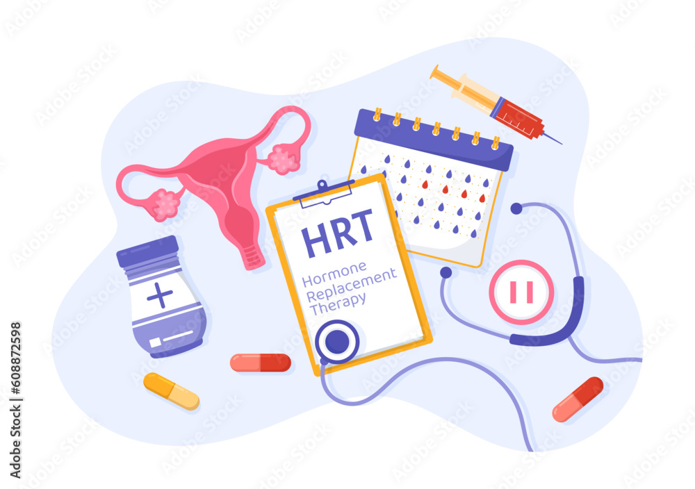 HRT or Hormone Replacement Therapy Acronym Vector Illustration with ...