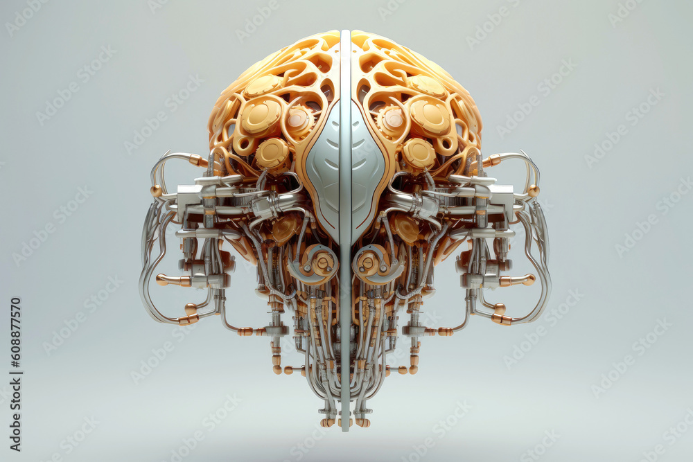 Brain and nerve forming a futuristic face illustrating the power of our ...
