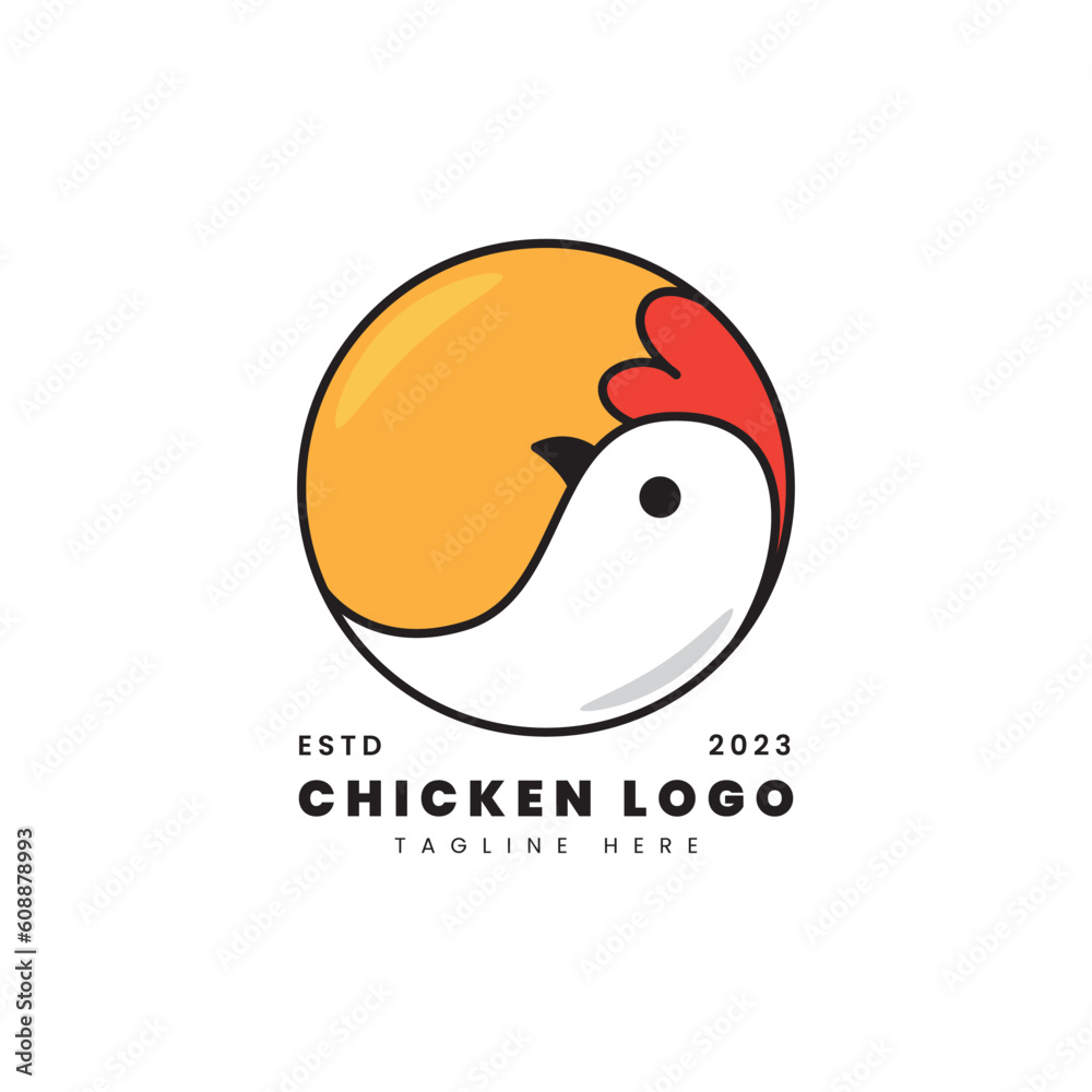 Chicken logo vector. Minimalist logo concept. Suitable for restaurants ...