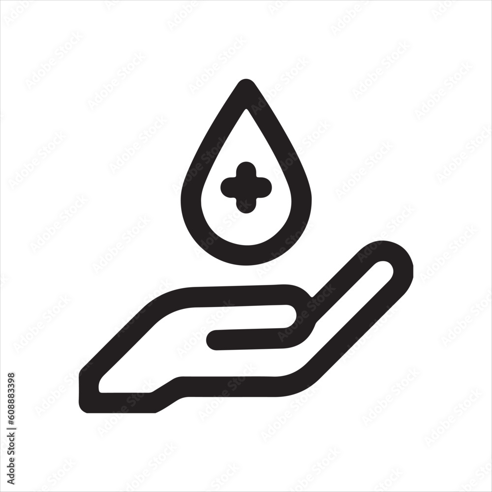 Blood Donor line icon. Blood Transfusion Silhouette Icon. Intravenous ...