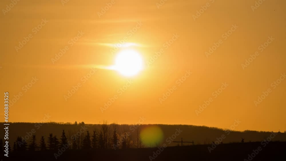 Golden Sunrise 4k. Clouds round Sun Rising Sky Time Lapse. Sun Travel ...