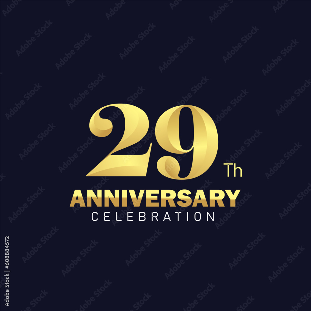 Vetor de 29th anniversary logo design, golden anniversary logo. 29th ...