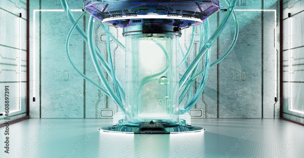 Cryogenic capsule hibernation Cryonics Capsules Glass tube with frozen ...