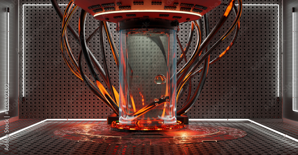 Cryogenic capsule hibernation Cryonics Capsules Glass tube with frozen ...