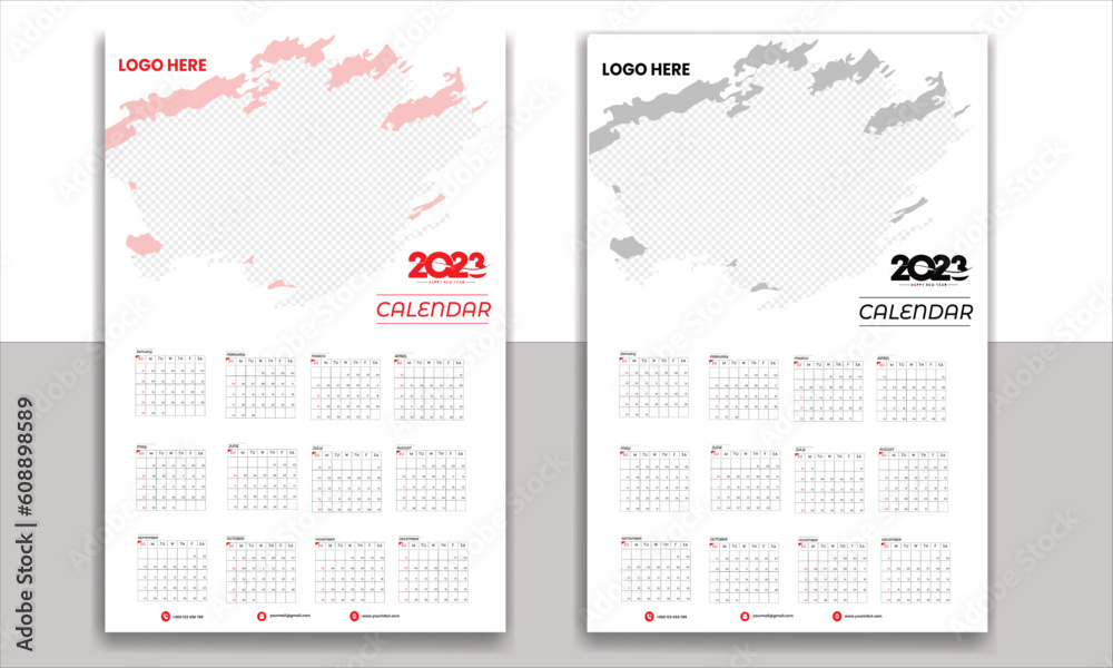 Wall Calendar 2023, Wall calendar design template for 2023, minimalist ...