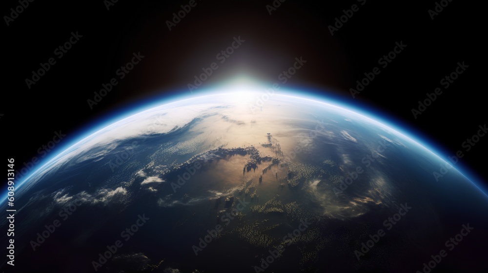 Inspiring view of sunrise as seen from Earth's orbit in space. This ...