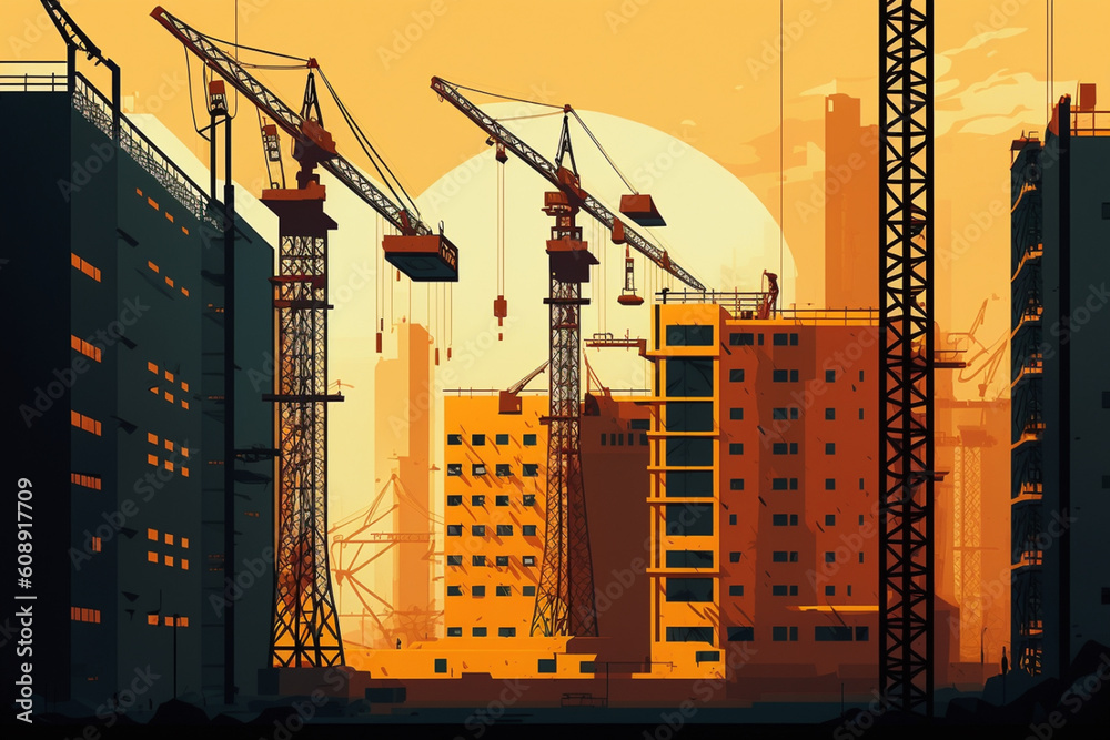 ภาพประกอบสต็อก construction site where a building under construction is ...