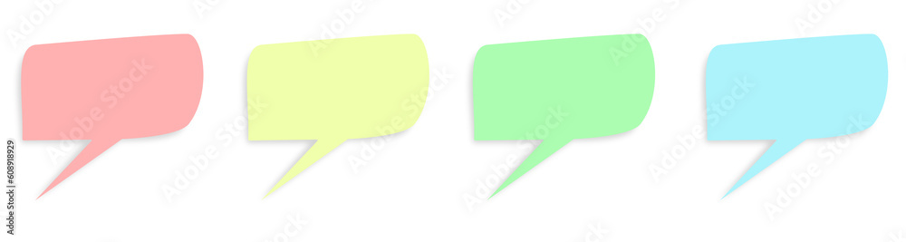 Speech bubble collection with different colors and realistic shadows isolated on transparent ...