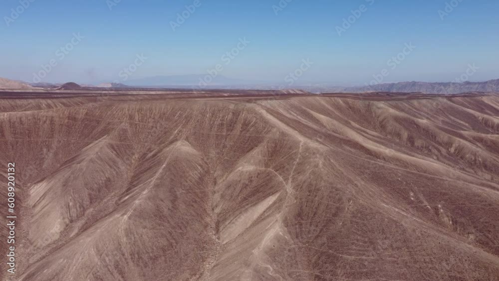 Video of the Palpa Lines near the famous Nazca lines. Drone rises in ...