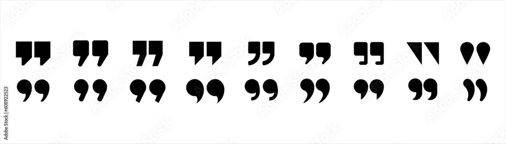 Set of quote mark. Quotes icon vector set. Quotemarks outline, speech ...
