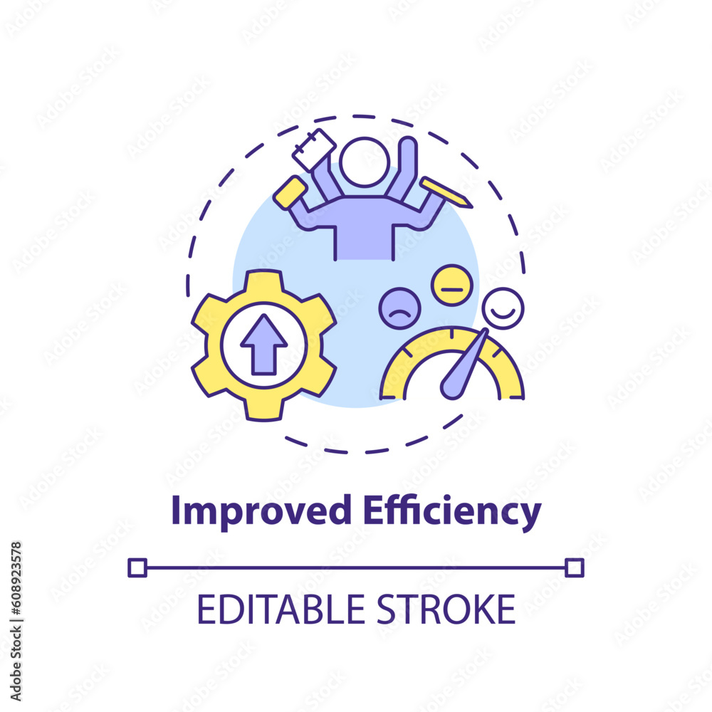 Improved efficiency concept icon. Business process. Productive employee ...