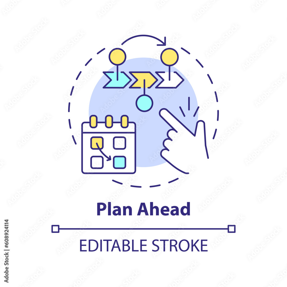Plan ahead concept icon. Stress reduction. What next. Content calendar ...