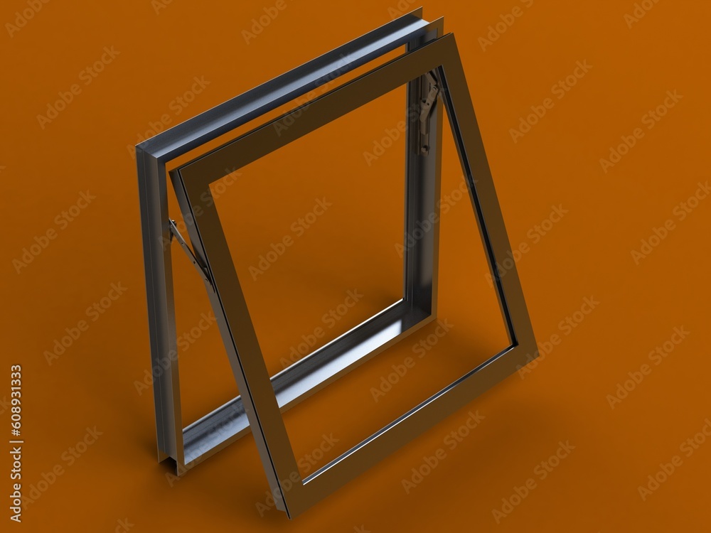 Casement Window- Top Hung 3D model Stock Illustration | Adobe Stock