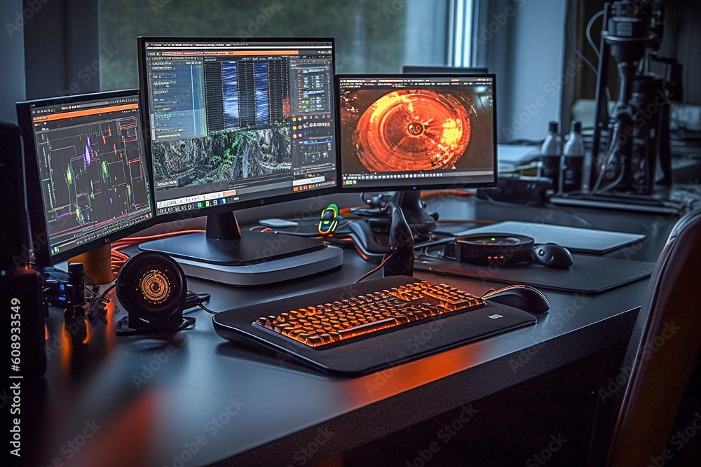 Immersive and Efficient Workspace: Three Monitors and Computer Setup on ...