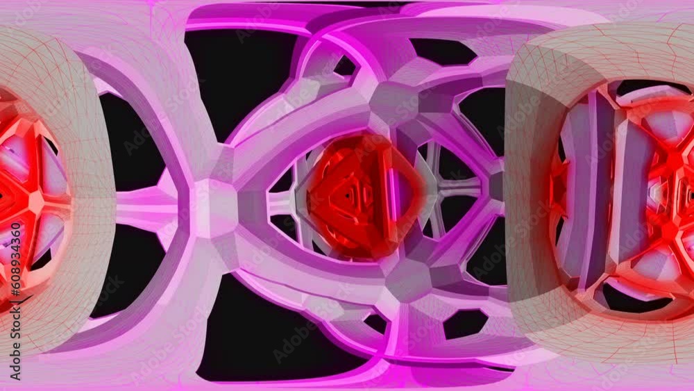 Retro futuristic seamless animation with lowpoly structure in space ...