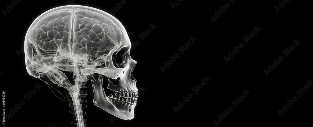 Brain scan x ray banner. Generate Ai Stock Illustration | Adobe Stock