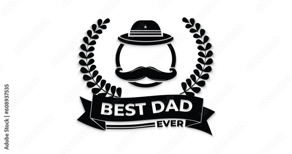 Best Dad Ever Animation with the vintage badge and leaves. The logo is ...