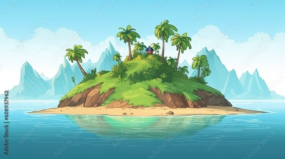 Background tropic island. An illustration in a banner design ...