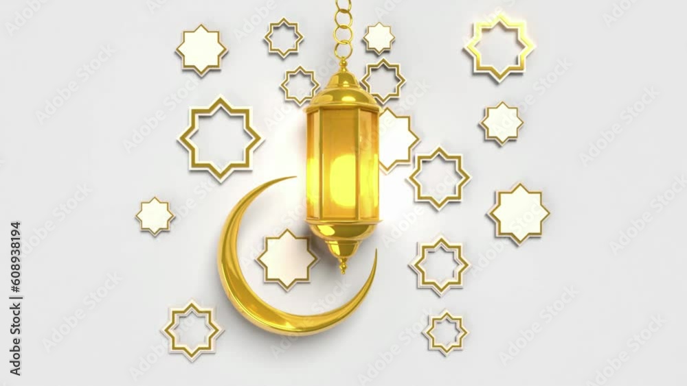 Eid Mubarak Animated Paper Craft with crescent moon Motion Graphics for ...