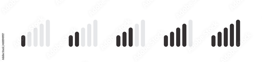 Signal strength indicator. Mobile phone bar status icon set. Stock ...